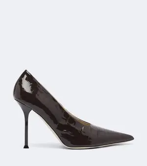CHRISTEN Helix Croc-effect Patent Leather Pumps - Brown