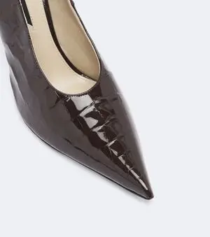 CHRISTEN Helix Croc-effect Patent Leather Pumps - Brown