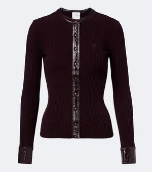 COURREGES Courrèges Ribbed-knit Cardigan With Button Detail - Burgundy