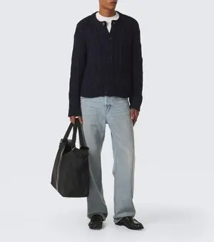 Saint Laurent Y Large Leather-trimmed Tote Bag