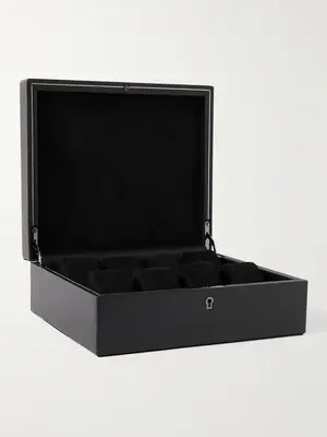 Wolf British Racing Pebble-grain Vegan Leather Eight-piece Watch Box - Black