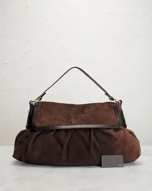 FWRD RENEW Fendi Suede Chef Shoulder Bag - Brown