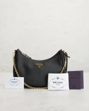 FWRD RENEW Prada Saffiano Re-edition 2005 Shoulder Bag - Black