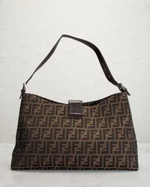 FWRD RENEW Fendi Zucca Monogram Shoulder Bag