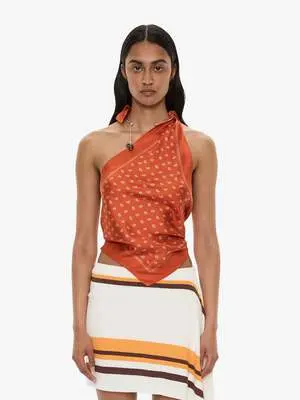 Christopher Esber One-shoulder Bandana Scarf Tie Top - Carnelian
