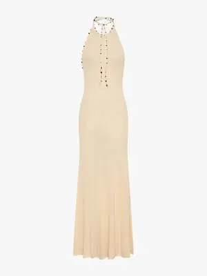 Christopher Esber Beach Quartz Halter Maxi Dress - Bone