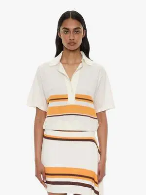Christopher Esber Stripe Knit Cropped Polo - Solaris Stripe