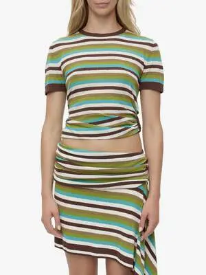 Christopher Esber Stripe Knit Extension Drape Mini Skirt
