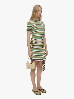 Christopher Esber Stripe Knit Extension Drape Mini Skirt - Vert Stripe