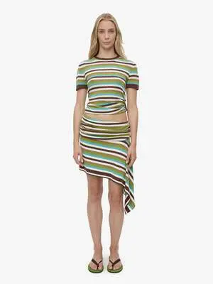 Christopher Esber Stripe Knit Extension Drape Mini Skirt - Vert Stripe
