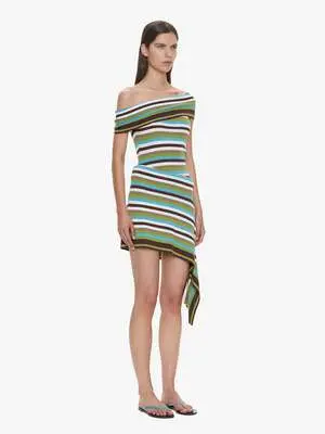 Christopher Esber Stripe Knit Extension Drape Mini Dress