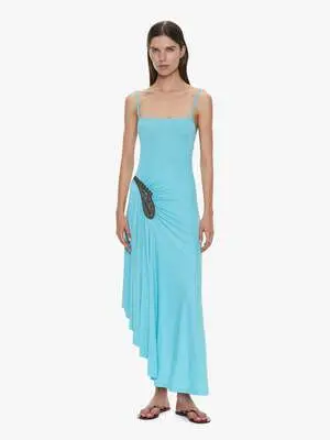 Christopher Esber Paisley Lace Rib Cami Dress - Turquoise Brown