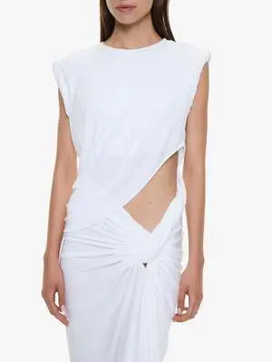 Christopher Esber Twisted Lever Rolled Up Tee Dress - White