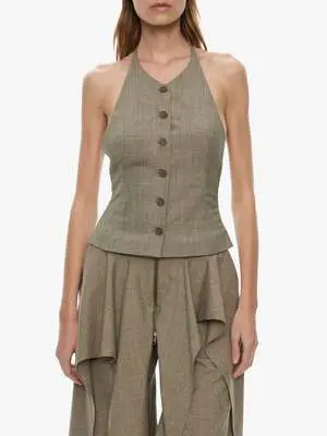 Christopher Esber Tropical Wool Split Trouser Skirt