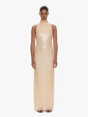 Christopher Esber Opaline Sequin Tank Gown - Butter