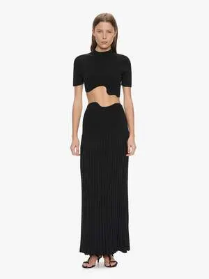 Christopher Esber Maparadita Pleated Full Length Column Skirt - Black