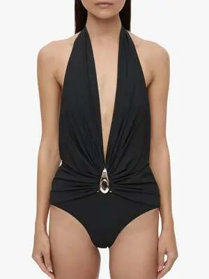 Christopher Esber Crystal Pendant Halterneck One-piece