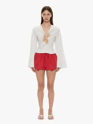 Christopher Esber Ruched Long Sleeve Top With Sculpted Wire Detail