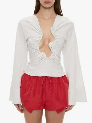 Christopher Esber Ruched Long Sleeve Top With Sculpted Wire Detail