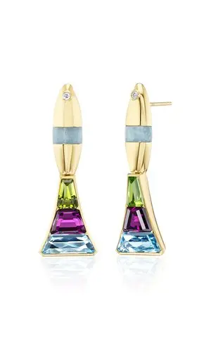 EMILY P. WHEELER 18k Yellow Gold Fish Earrings - Blue