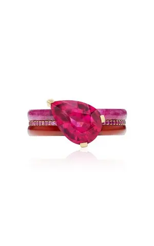 EMILY P. WHEELER 18k Yellow Gold Stacked Ring With Rubellite - Pink