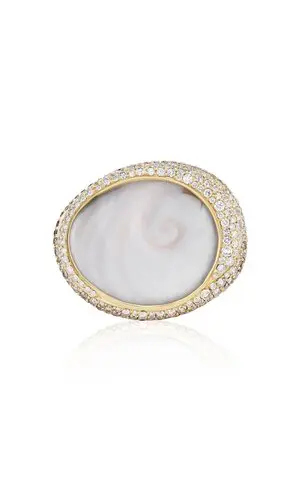 EMILY P. WHEELER 18k Yellow Gold Spiral Shell Ring - White