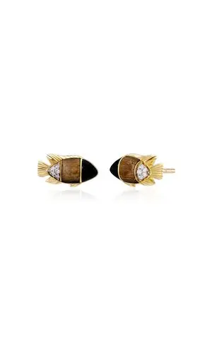 EMILY P. WHEELER 18k Yellow Gold Fish Stud Earrings - Brown
