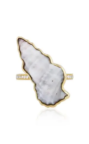 EMILY P. WHEELER 18k Yellow Gold Shell Pinky Ring - White