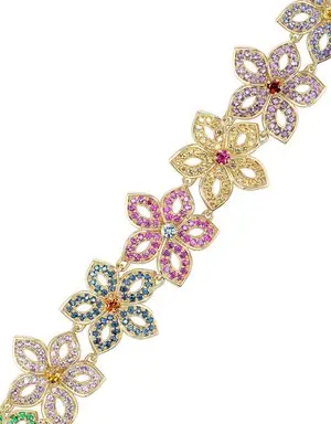 EMILY P. WHEELER 18k Yellow Gold Floral Gemstone Bracelet