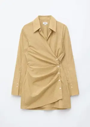 & Other Stories Wrap Shirt Mini Dress With Turn-down Collar And Buttoned Cuffs