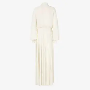 Fendi Ivory Silk Crêpe Shirt Dress With Pleated Skirt