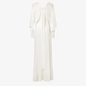 Fendi Ivory Silk Yarn Long Dress With Cape Sleeves