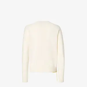 Fendi Ivory Cashmere V-neck Jumper With Embroidered Heart
