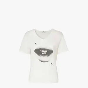 Fendi Short-sleeved V-neck T-shirt With Ti Amo Graphics