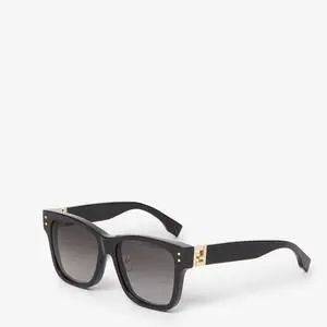 Fendi Fold Square Sunglasses With Doppio Punto Studs - Black
