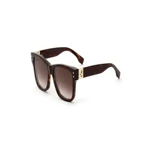 Fendi Fendi Fold Square Sunglasses With Doppio Punto Studs Brown