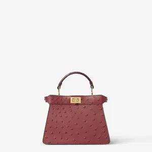 Fendi Peekaboo Iseeu Petite Bag In Dark Ostrich Leather - Red