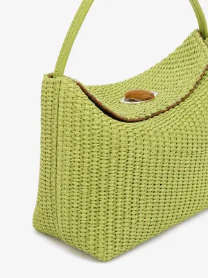 Christopher Esber Turnlock Raffia Mini Bag - Verde