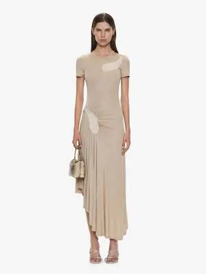 Christopher Esber Paisley Lace Rib Tee Dress - Shore Chalk