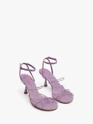 Christopher Esber Blaze Raffia Suede Heel Sandals