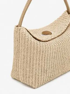 Christopher Esber Turnlock Raffia Mini Bag - Natural