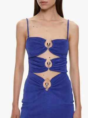 Christopher Esber Looped Back Pierced Orbit Mini Dress - Indigo