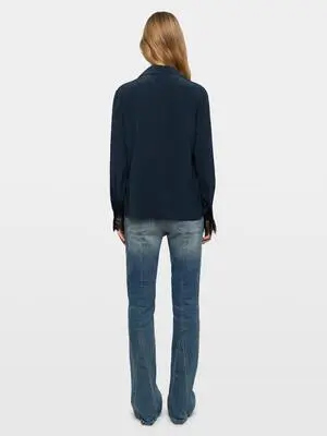 Zadig&Voltaire Thely Silk Shirt With Lace Cuffs - Encre