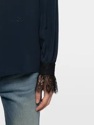 Zadig&Voltaire Thely Silk Shirt With Lace Cuffs - Encre