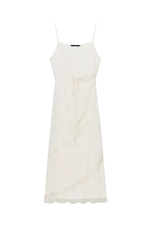 Zara Lace Trim Midi Slip Dress - Ecru
