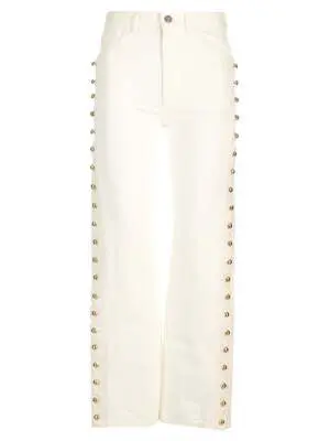 Chloé Chloè Cropped Jeans With Embellished Profile White