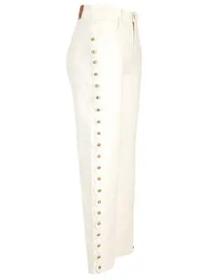 Chloé Cropped Jeans With Embellished Profile - White