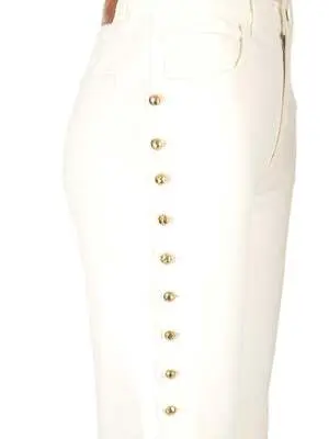 Chloé Cropped Jeans With Embellished Profile - White