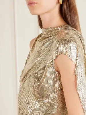 Rabanne Chainmail Draped Tank - Gold