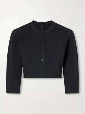 SKIMS Refined Knit Cropped Ribbed Stretch-jersey Cardigan - Black
